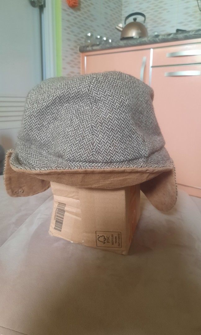 herringbone topi ushanka flat cap ear cover topi winter gunung vintage ...