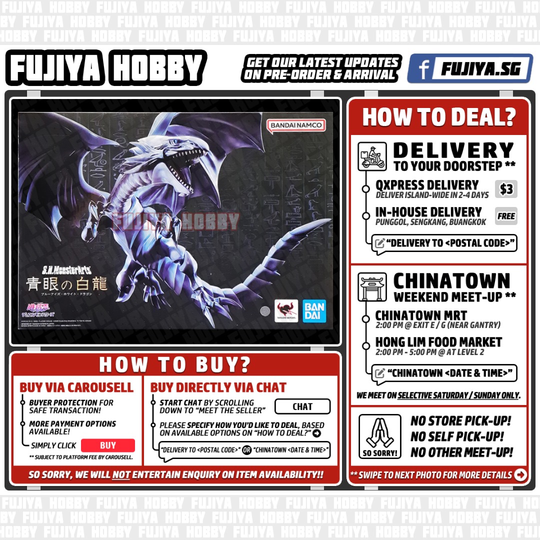 [IN-STOCK!!] S.H. MonsterArts SHMA Blue Eyes White Dragon, Hobbies ...