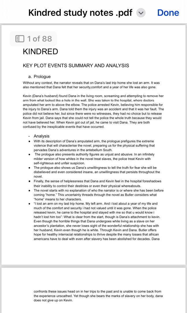 Kindred Study Notes (by Octavia E. Butler), Hobbies & Toys, Books ...