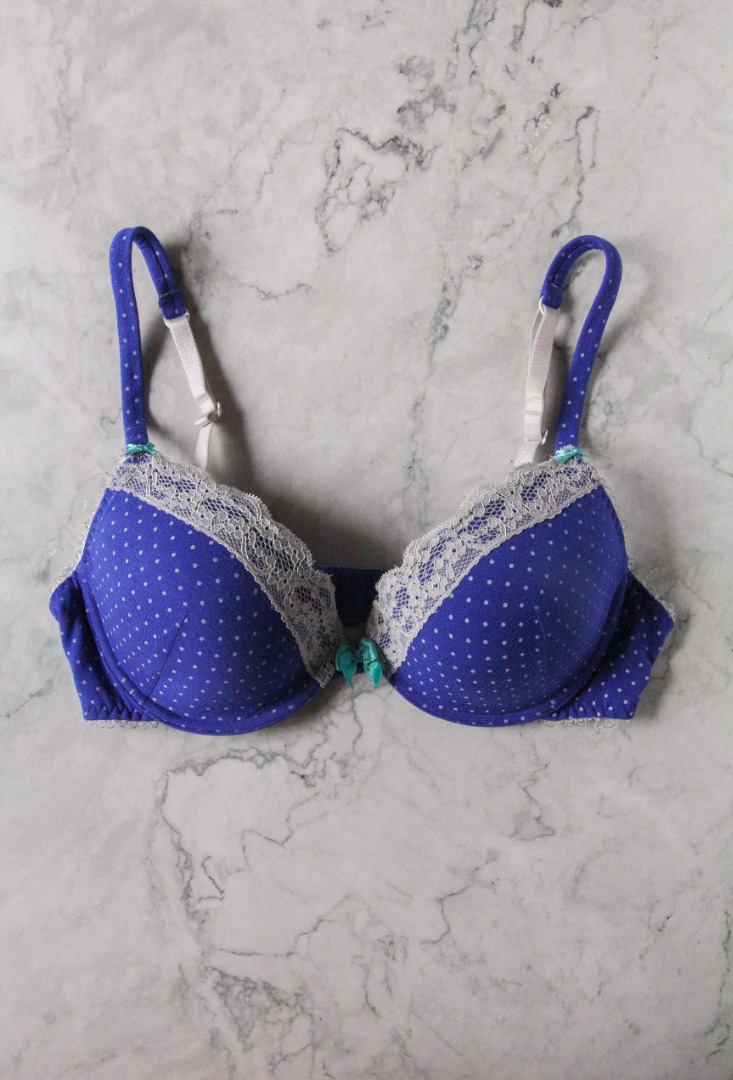 Limited Edition Blue Polka Dot Lace Bra, Women's Fashion, Undergarments ...