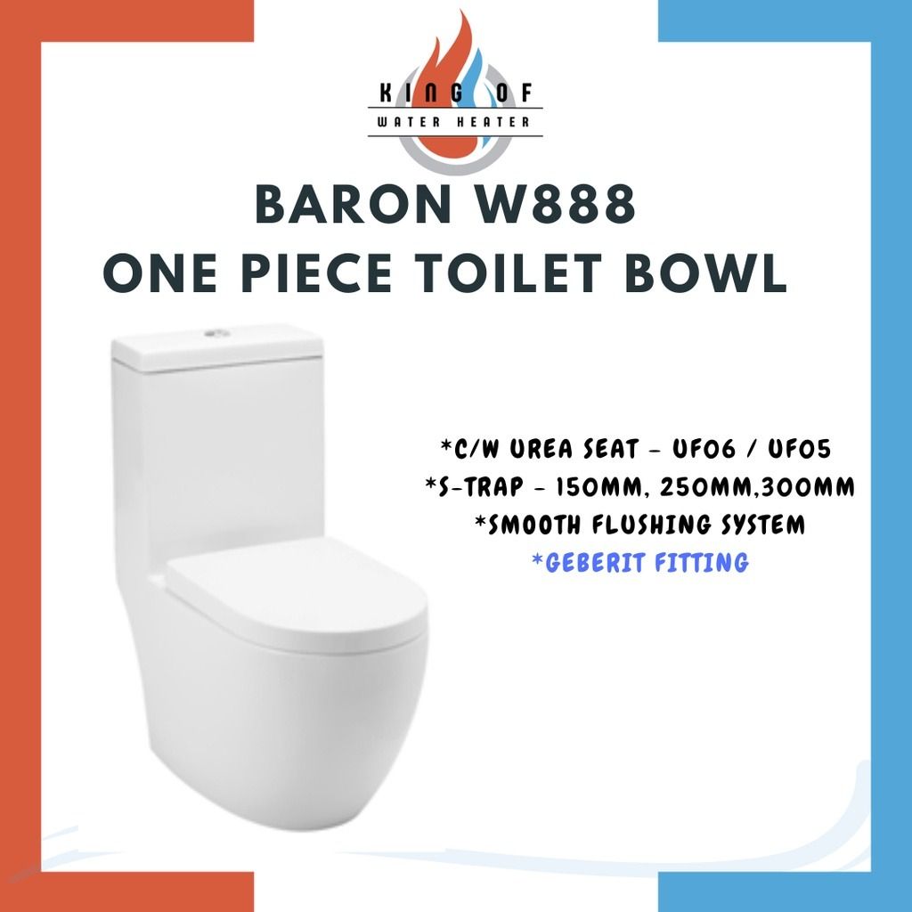 [LOCAL SELLER] Baron W888 one piece Toilet Bowl & Seat Cover, Furniture & Home Living, Bathroom ...