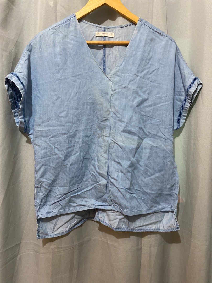 MANGO PALE BLUE TOP, Women's Fashion, Tops, Blouses on Carousell