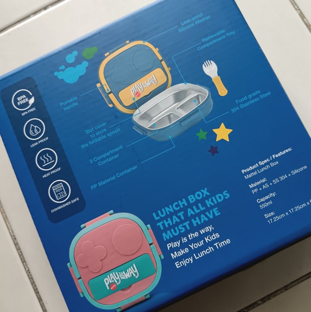 MATTEL Play Is The Way Stainless Steel Lunch Box Container 550ml ...