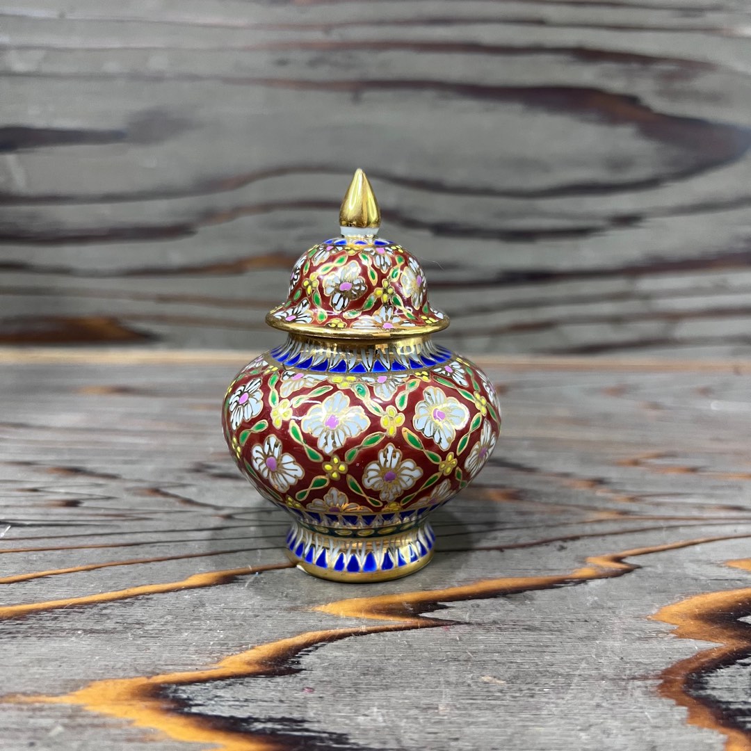 Mini Thai Hand Painted Benjarong Jar - Japan Surplus, Furniture & Home ...