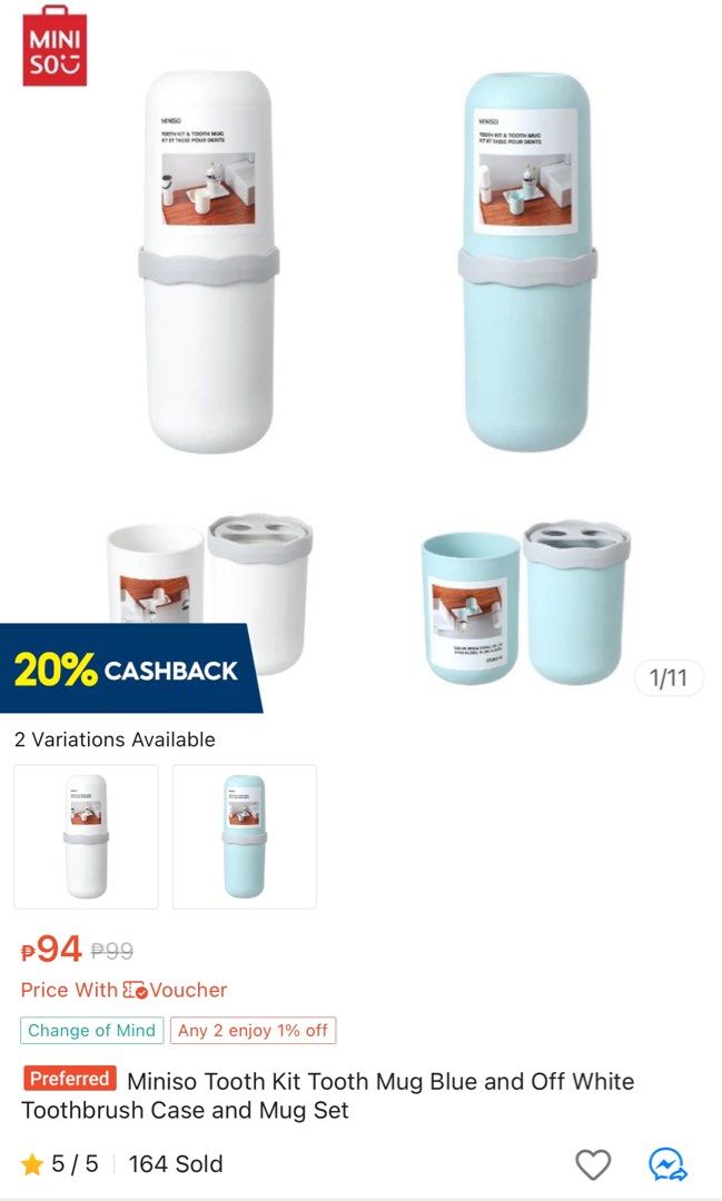 Miniso tooth kit tooth mug set, Furniture & Home Living, Bathroom ...