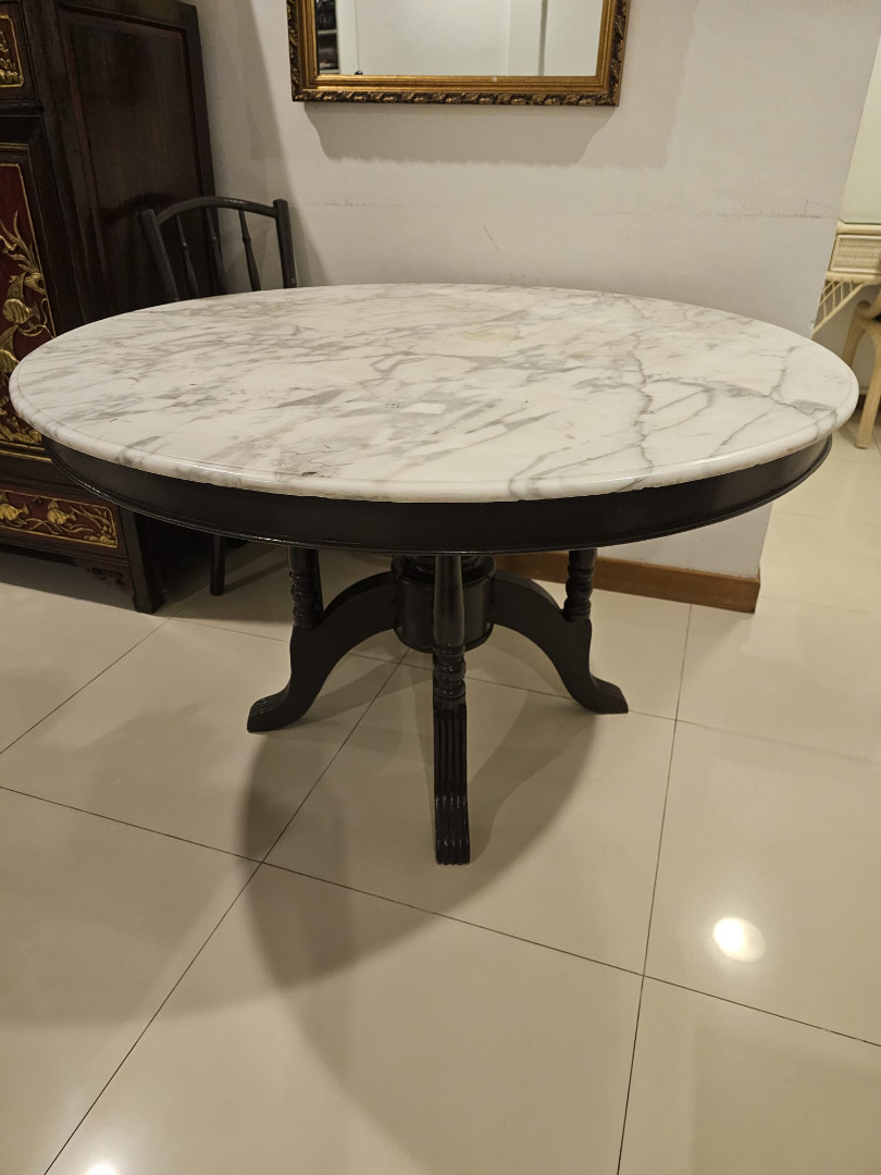 Peranakan round marble table with two chairs antique chinois look ...