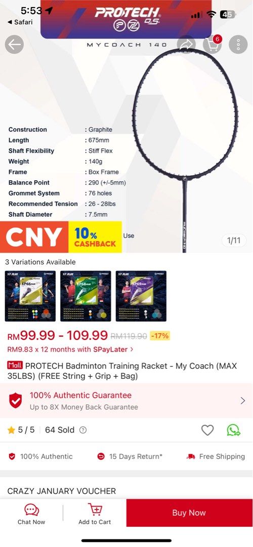 Protech training rackets, Sports Equipment, Sports & Games, Racket ...