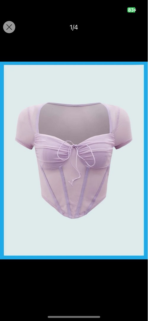 Purple see-through top, Women's Fashion, Tops, Blouses on Carousell
