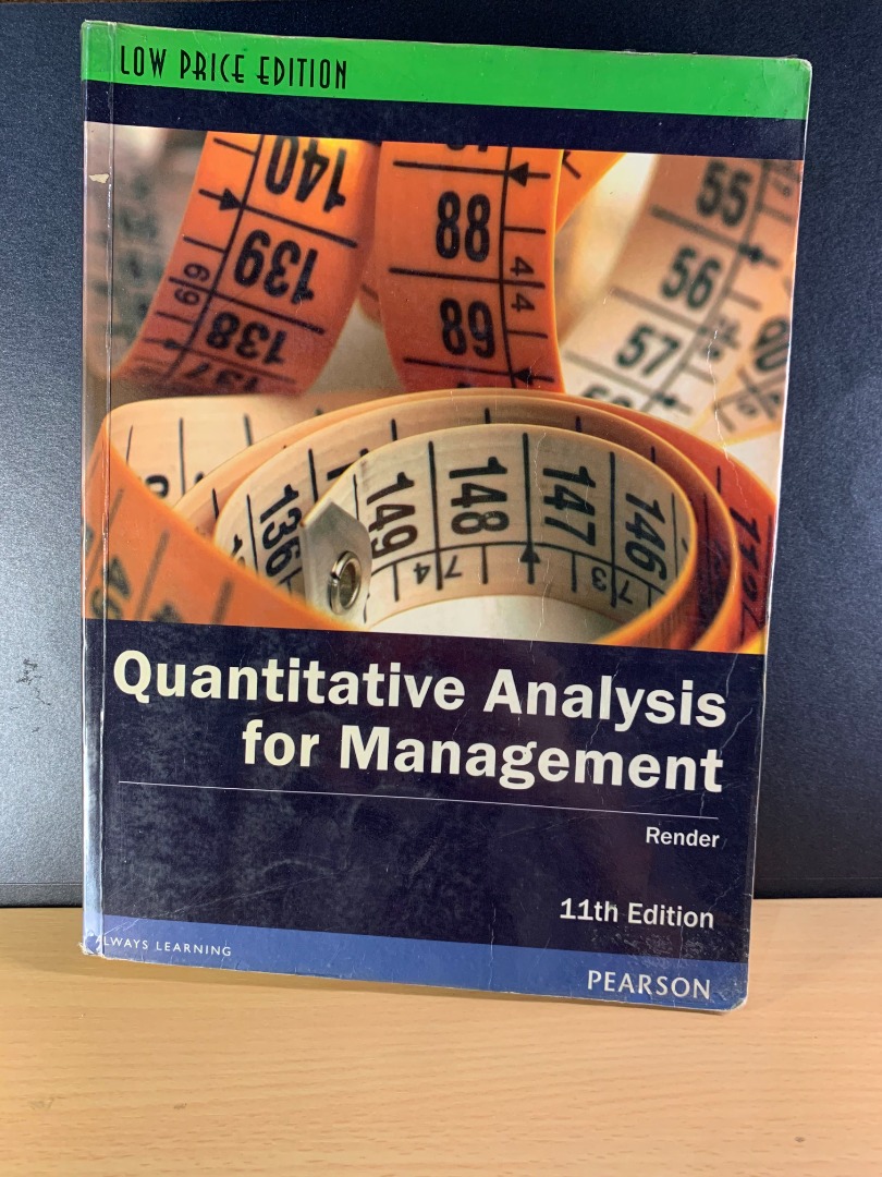 Quantitative Analysis for Management: 11th Edition (Pearson), Hobbies ...