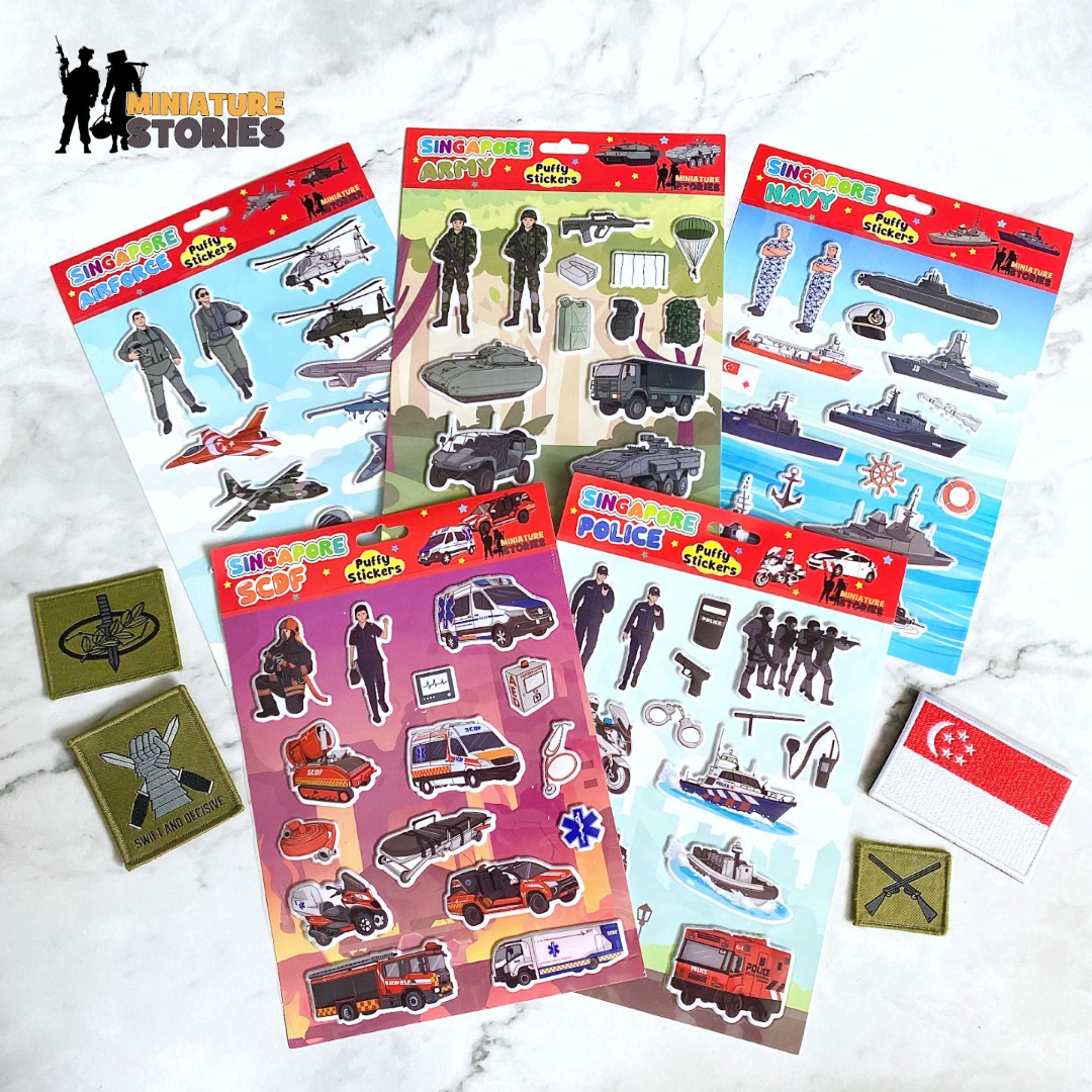 SAF and HomeTeam Puffy Stickers - Singapore Army, RSAF, RSN, SCDF ...