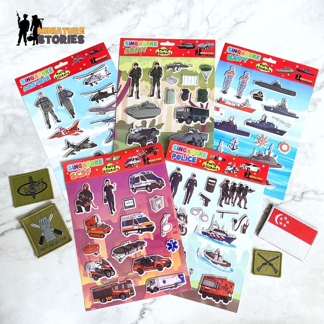 SAF and HomeTeam Puffy Stickers - Singapore Army, RSAF, RSN, SCDF ...
