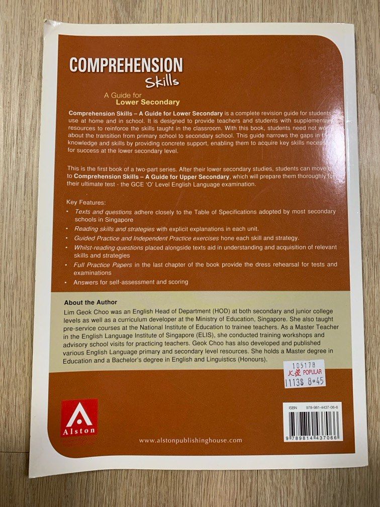 Secondary One Secondary Two Lower Secondary Comprehension Skills Guide ...