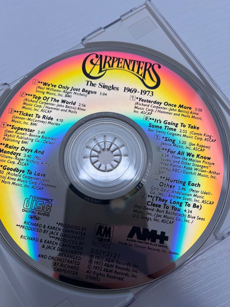 The Carpenters CD The Singles 1969-1973 日版 舊版 五+ 精選 D32Y3121, 興趣及遊戲, 音樂 ...