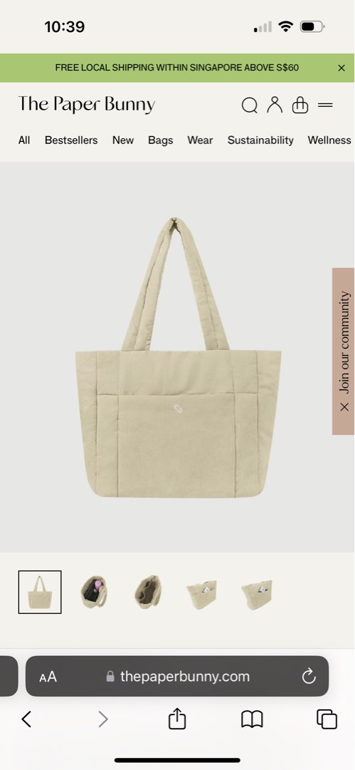 The Paper Bunny Puffer Shopper in Plush Rye, Women's Fashion, Bags ...