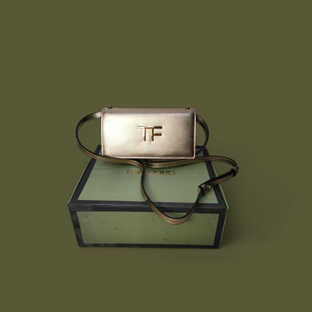 Tom Ford Mini TF Metallic Leather Crossbody Bag, Women's Fashion, Bags ...