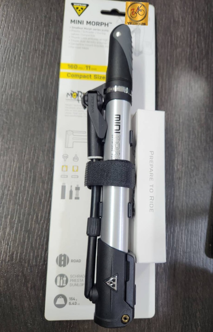 TOPEAK MINI MORPH 160psi (Compact Size) ART NO : TNM-1 MINI HAND AND FLOOR BICYCLE PUMP, Sports ...