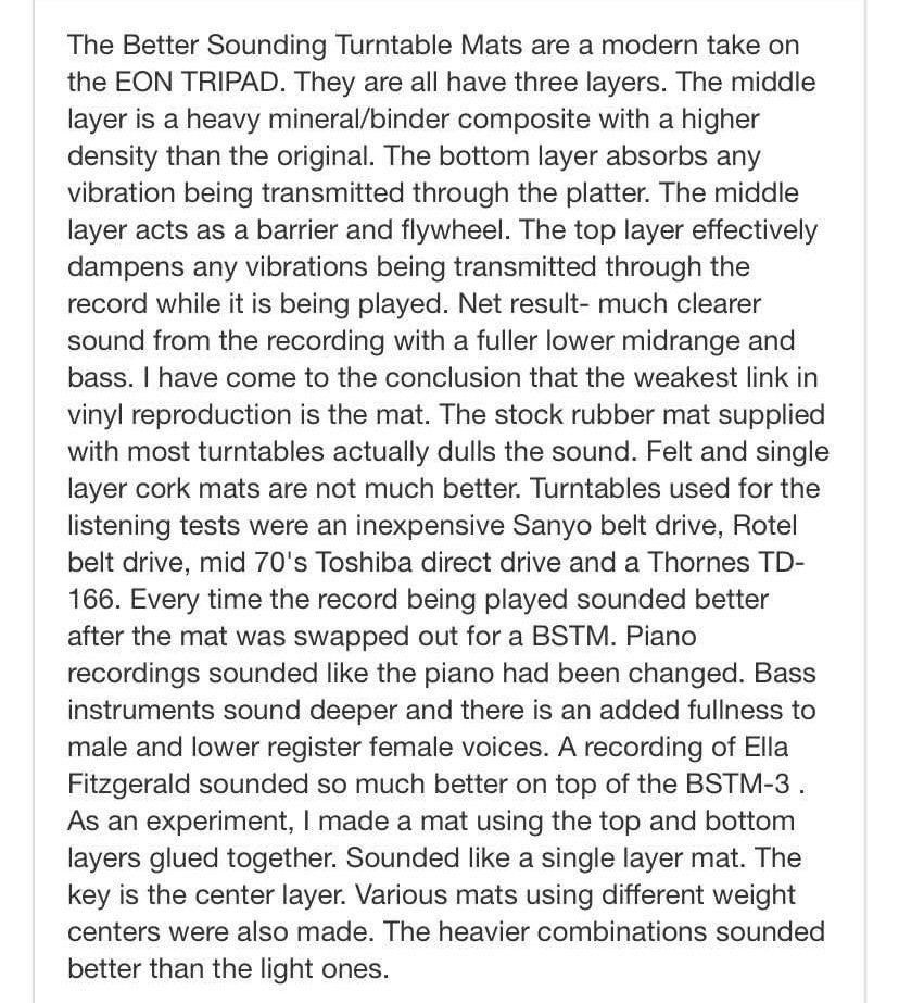 Eon Tri Pad - Audiophile Turntable Mat, Hobbies & Toys, Music & Media ...