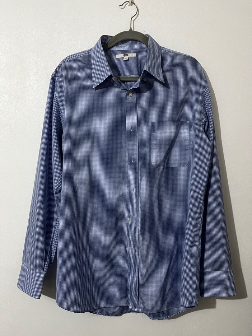 Uniqlo checkered blue polo, Men's Fashion, Tops & Sets, Formal Shirts ...