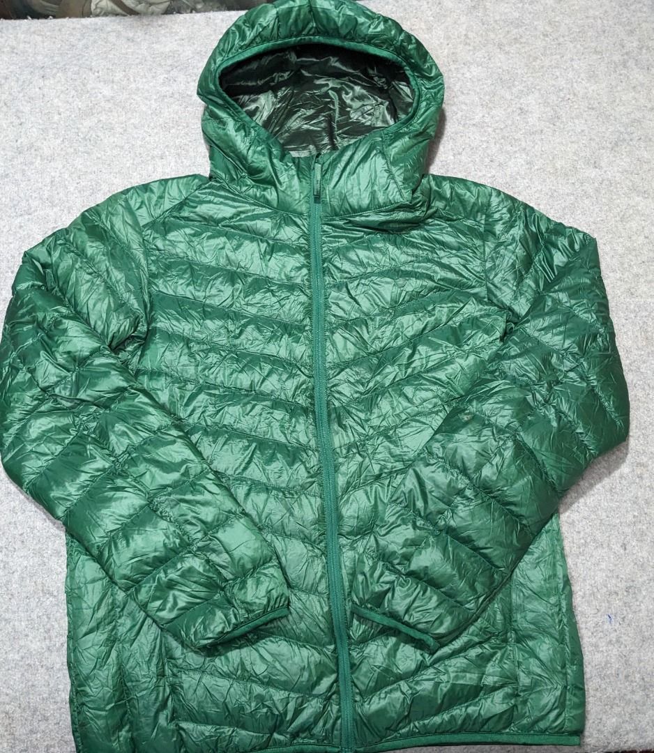 UNIQLO Ultra Light Down Hooded Puffer Puff Jacket Green Winter Snow ...
