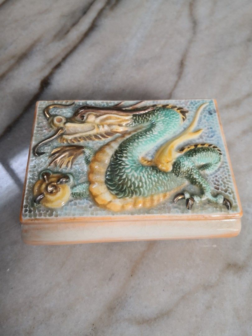 Vintage Dragon Design Ceramic Box., Hobbies & Toys, Collectibles ...