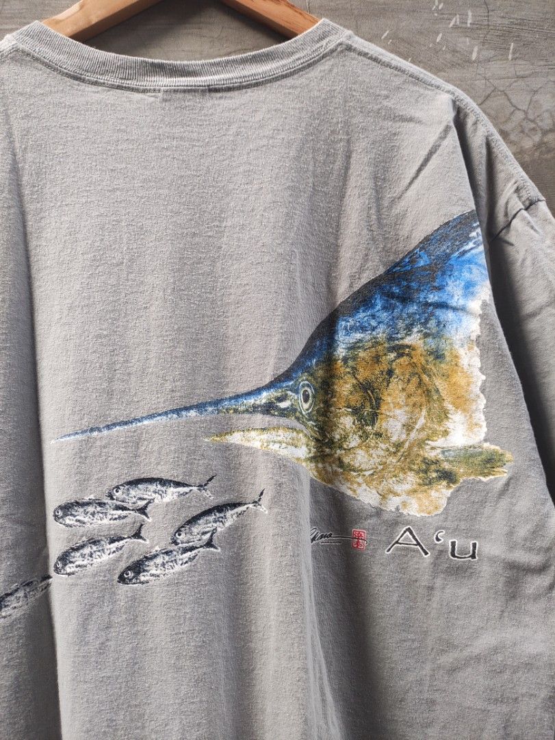 Vintage Gyotaku by Shane Hamamoto Blue Marlin, Men's Fashion, Tops ...