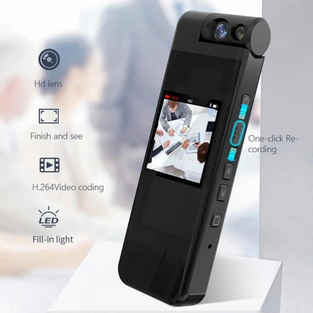 Wearable Body Camera with Monitor 1440P High Definition Rotatable Lens ...