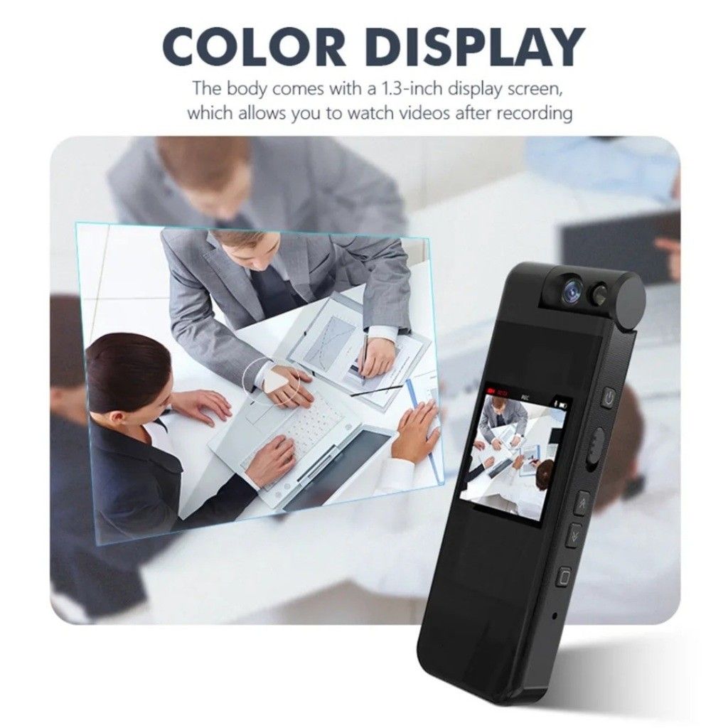 Wearable Body Camera with Monitor 1440P High Definition Rotatable Lens ...