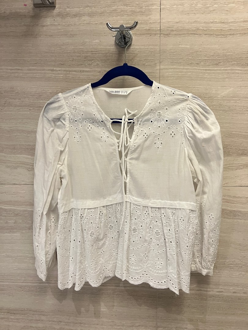 Zara White Top, Women's Fashion, Tops, Longsleeves on Carousell