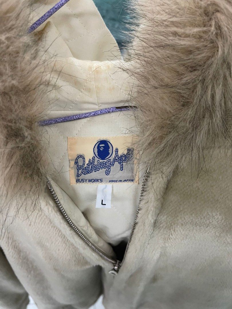 絕版 Bape Fur Jacket sz L bathing ape Milo tee sneaker 毛毛外套, 男裝, 外套及戶外衣服 ...