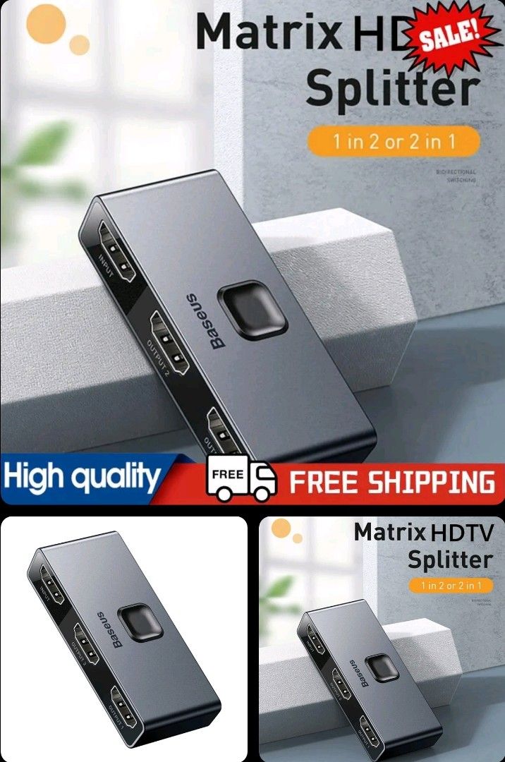 Baseus MATRIX HDMI Splitter CAHUB-BCOG/一鍵雙向切換(遊戲switch/PS遊戲機/PS4/PS5 ...