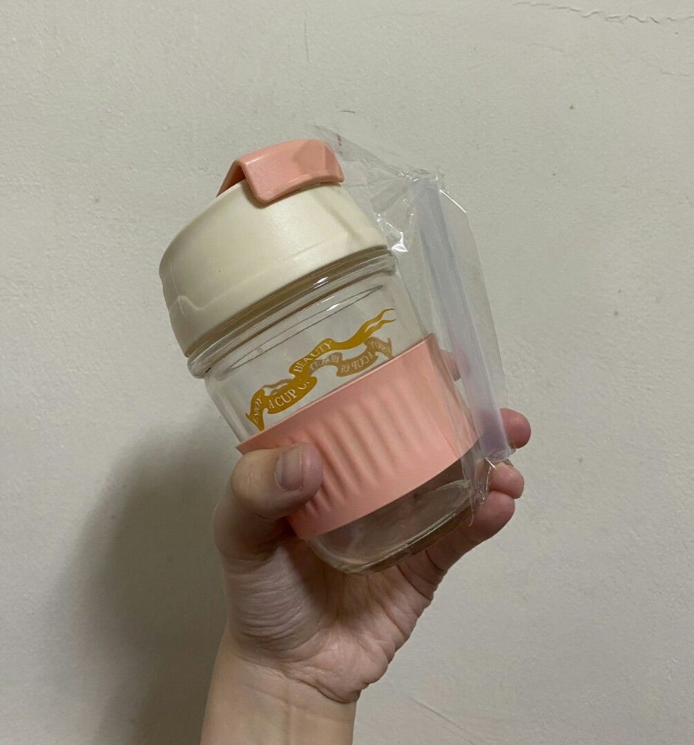 BLAN BUNNY 布蘭兔雙飲玻璃杯 粉色 附吸管, 家具及居家用品, 廚具和餐具, 水杯、水壺在旋轉拍賣
