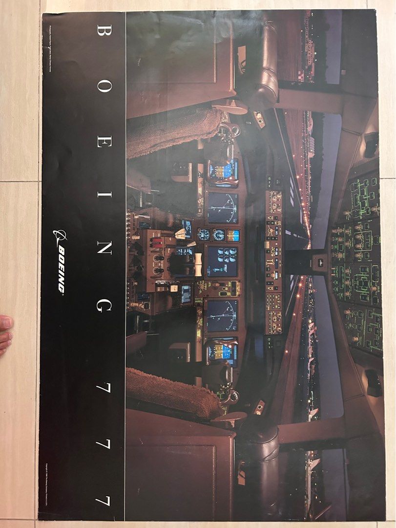 Boeing 777 cockpit poster, 興趣及遊戲, 收藏品及紀念品, 明星周邊 - Carousell