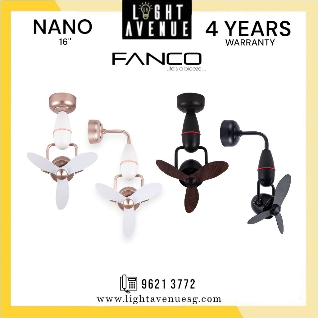 Fanco Tri-Star Nano 16" DC Corner Fan in Wall / Ceiling Mount with ...