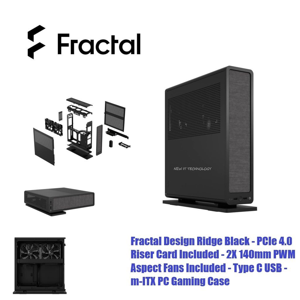 Fractal Design Ridge PCIe-4.0 Mini ITX Slim Small Form Factor 12.6 ...
