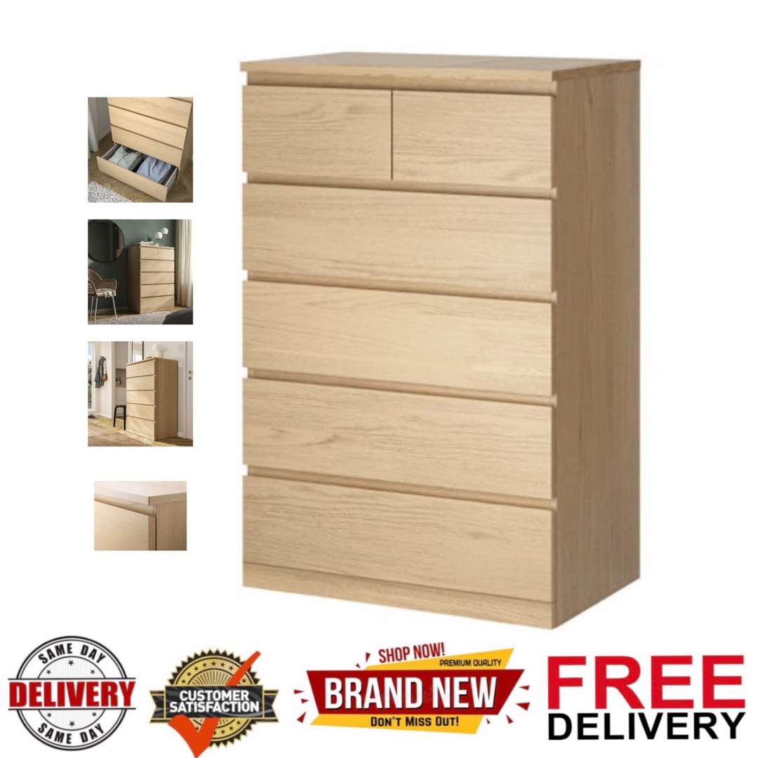 Free delivery brand new Chest Of Drawers MALM Chest of 6 drawers White ...