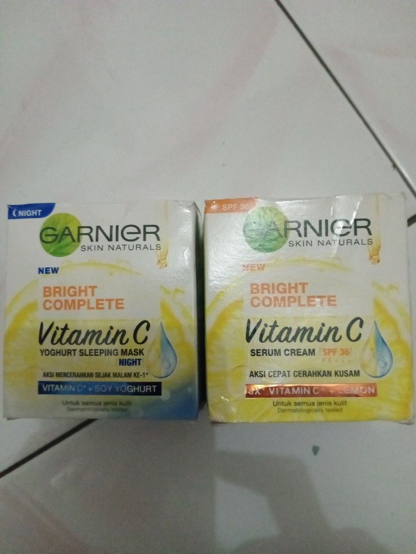 Garnier bright complete serum cream 50ml, Kesehatan & Kecantikan, Rias ...