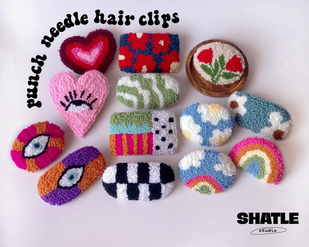 Punch Needle Hair Clips, Hobbies & Toys, Stationary & Craft, Handmade ...