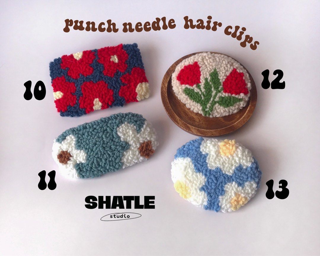 Punch Needle Hair Clips, Hobbies & Toys, Stationary & Craft, Handmade ...