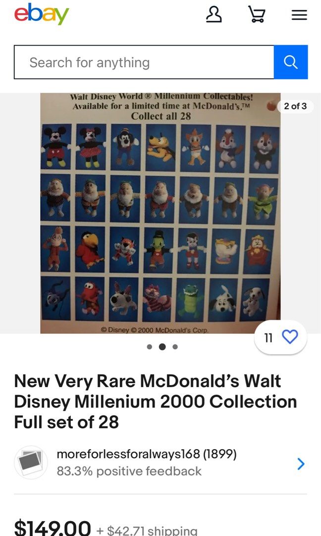 Rare McDonald's Walt Disney Millenium 2000 Collectibles set (10 pcs ...