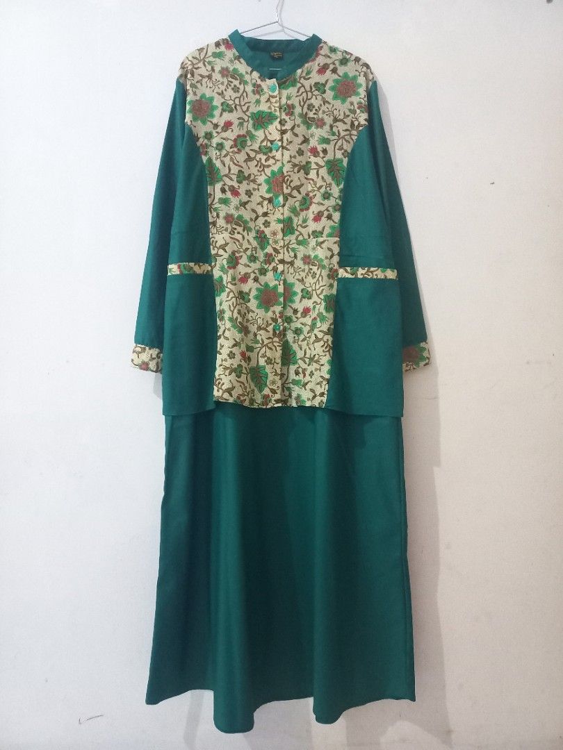 Riyani dress batik hijau botol ijo sambung formal gaya guru size XXL ...