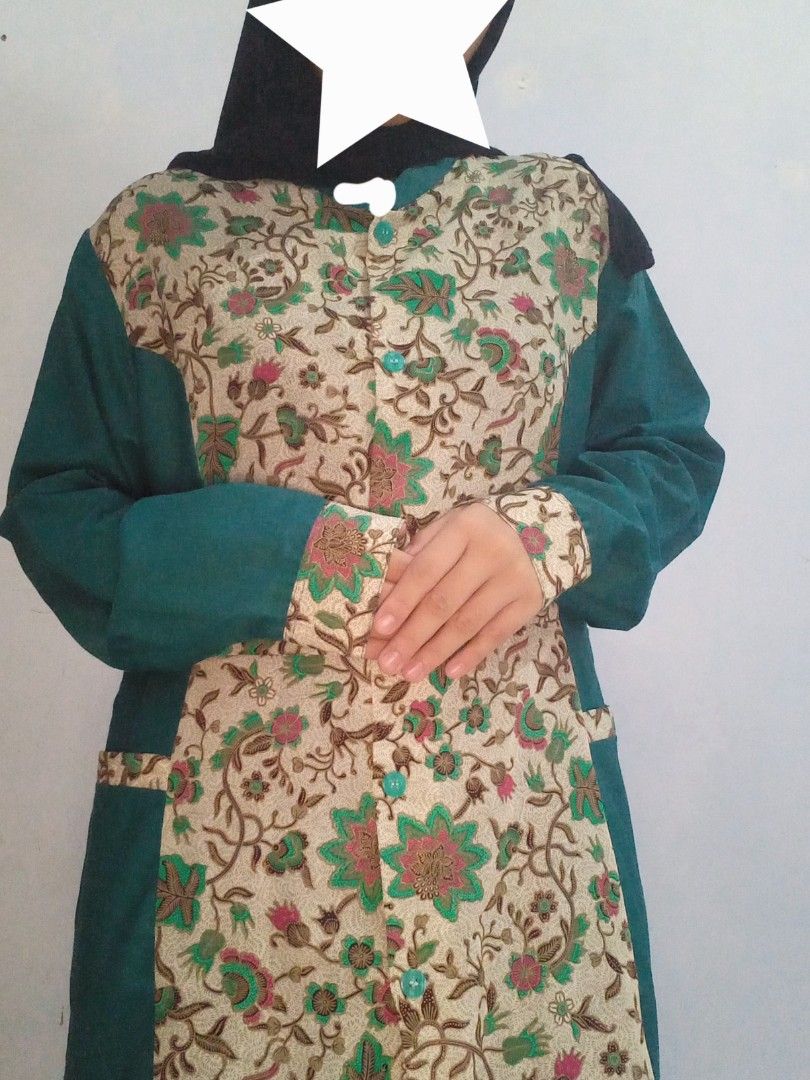 Riyani dress batik hijau botol ijo sambung formal gaya guru size XXL ...