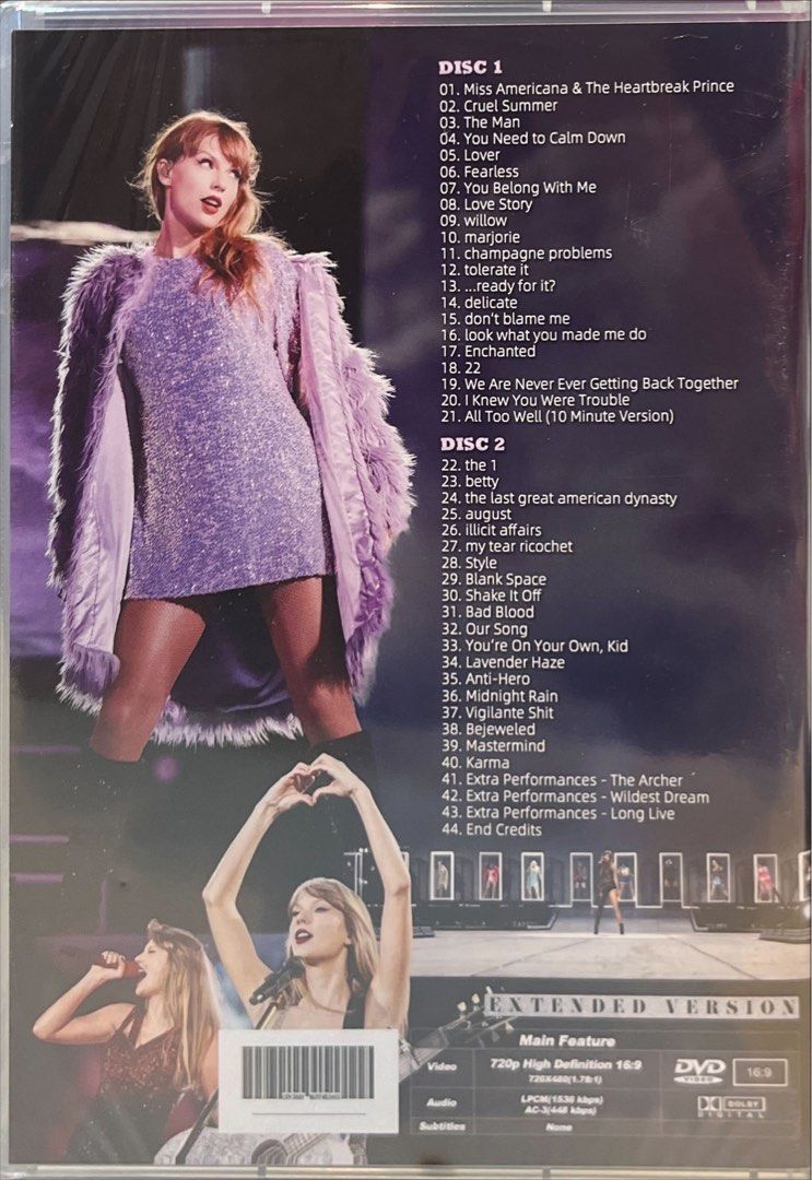 Taylor Swift : The Eras Tour Live Concert 2DVD Dolby Digital Format ...