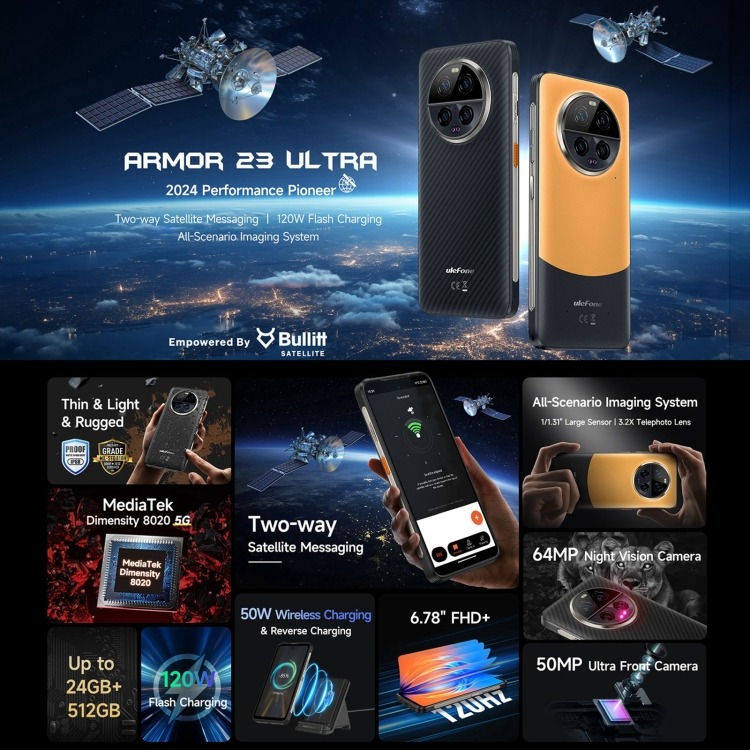 Ulefone Armor 23 Ultra 5G Rugged Phone Satellite Messaging 12GB+512GB ...