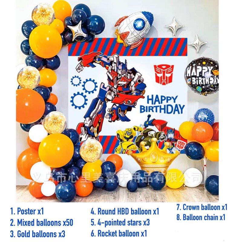 [Avail] Transformers Theme Birthday Party Balloons Backdrop Decoration ...