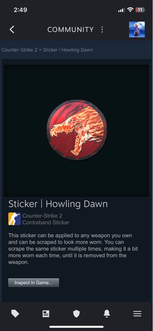 CS2 | Howling Dawn Sticker, Video Gaming, Gaming Accessories, In-Game ...
