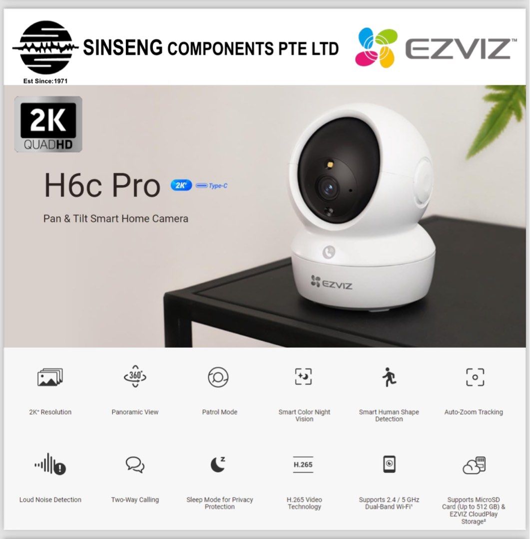 [Retail Exclusive] EZVIZ H6c Pro 5G 2K+ 4MP 2.4/5Ghz Dual Band Wifi Video Intercom Call Button ...