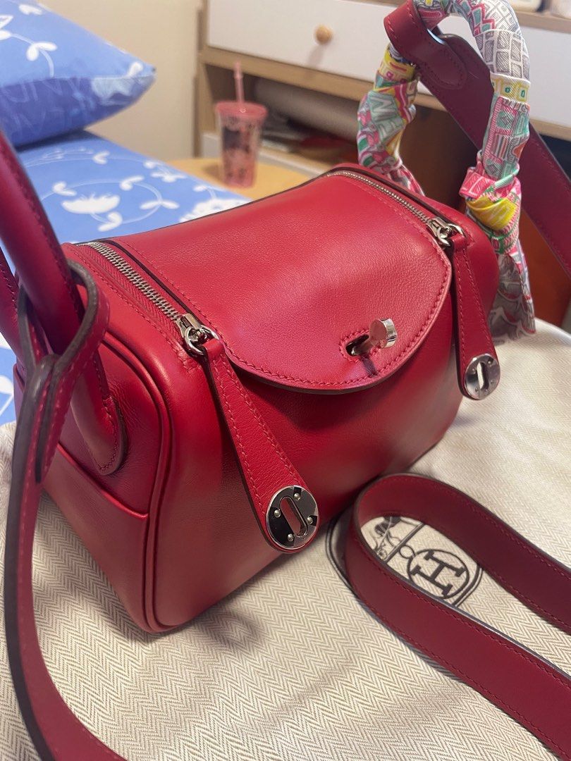 Hermes mini lindy ,swift皮，red新年紅, 名牌, 手袋及銀包 - Carousell