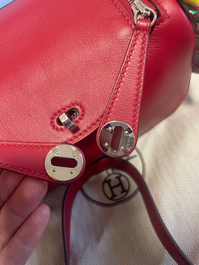Hermes mini lindy ,swift皮，red新年紅, 名牌, 手袋及銀包 - Carousell