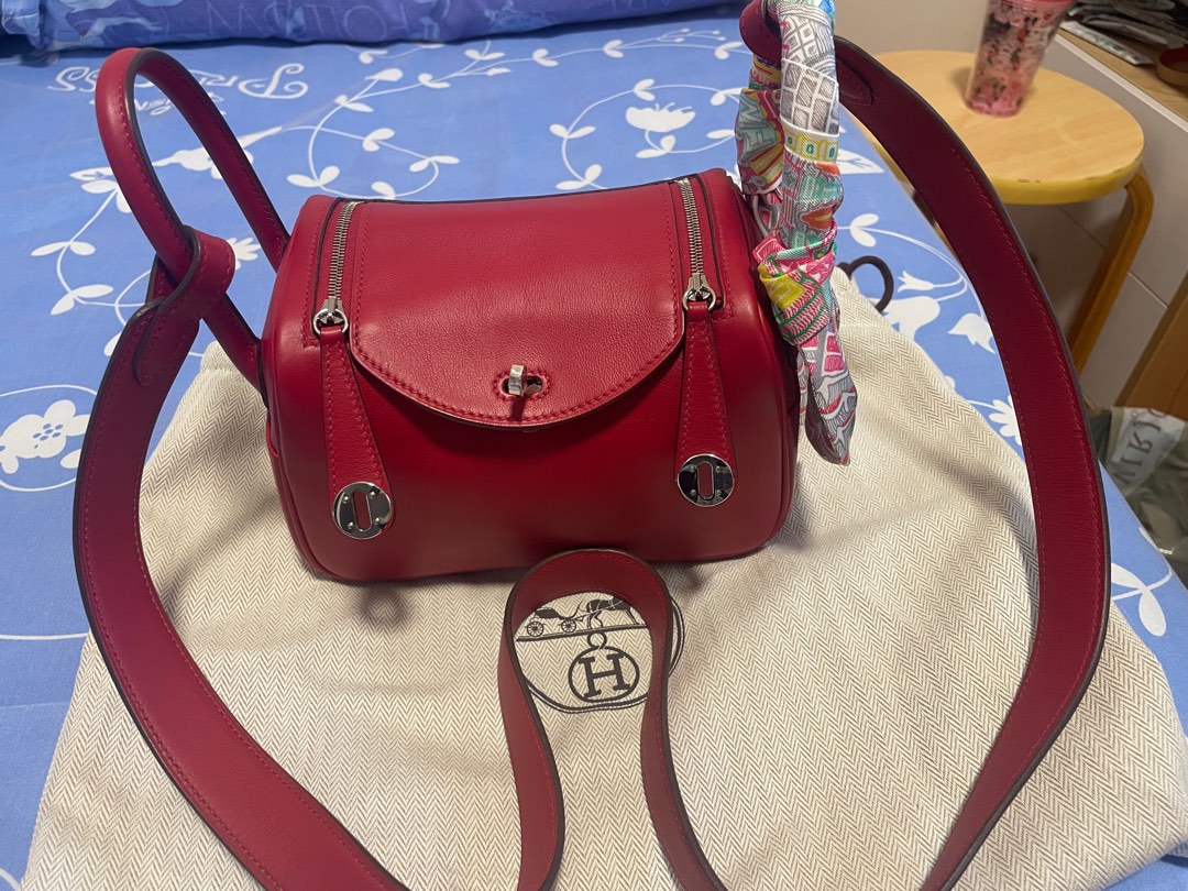 Hermes mini lindy ,swift皮，red新年紅, 名牌, 手袋及銀包 - Carousell