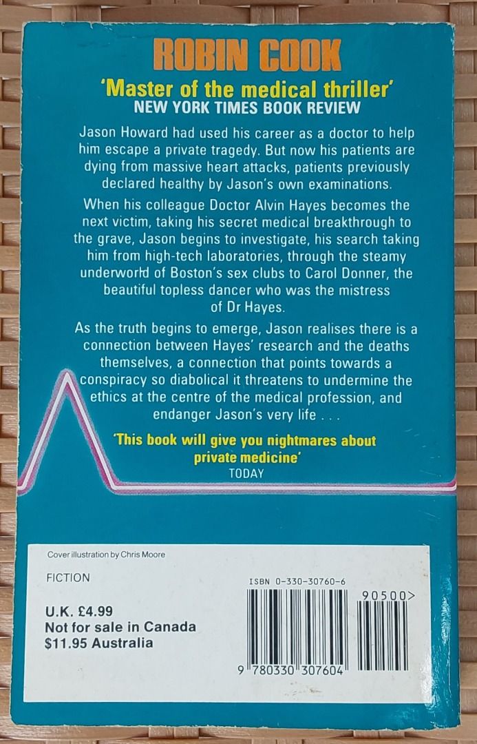 Mortal Fear by Robin Cook, 1988, (English/buku bahasa inggris), Buku ...